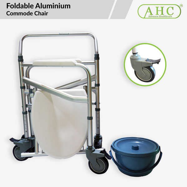 CM694L - Foldable Aluminium Commode Chair with Bucket - AHC Medical Supplies Sdn Bhd